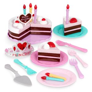 battat- play circle- birthday cake – toy food – plates & candles accessories- pretend play- princess birthday party- 3 years + (24 pcs)