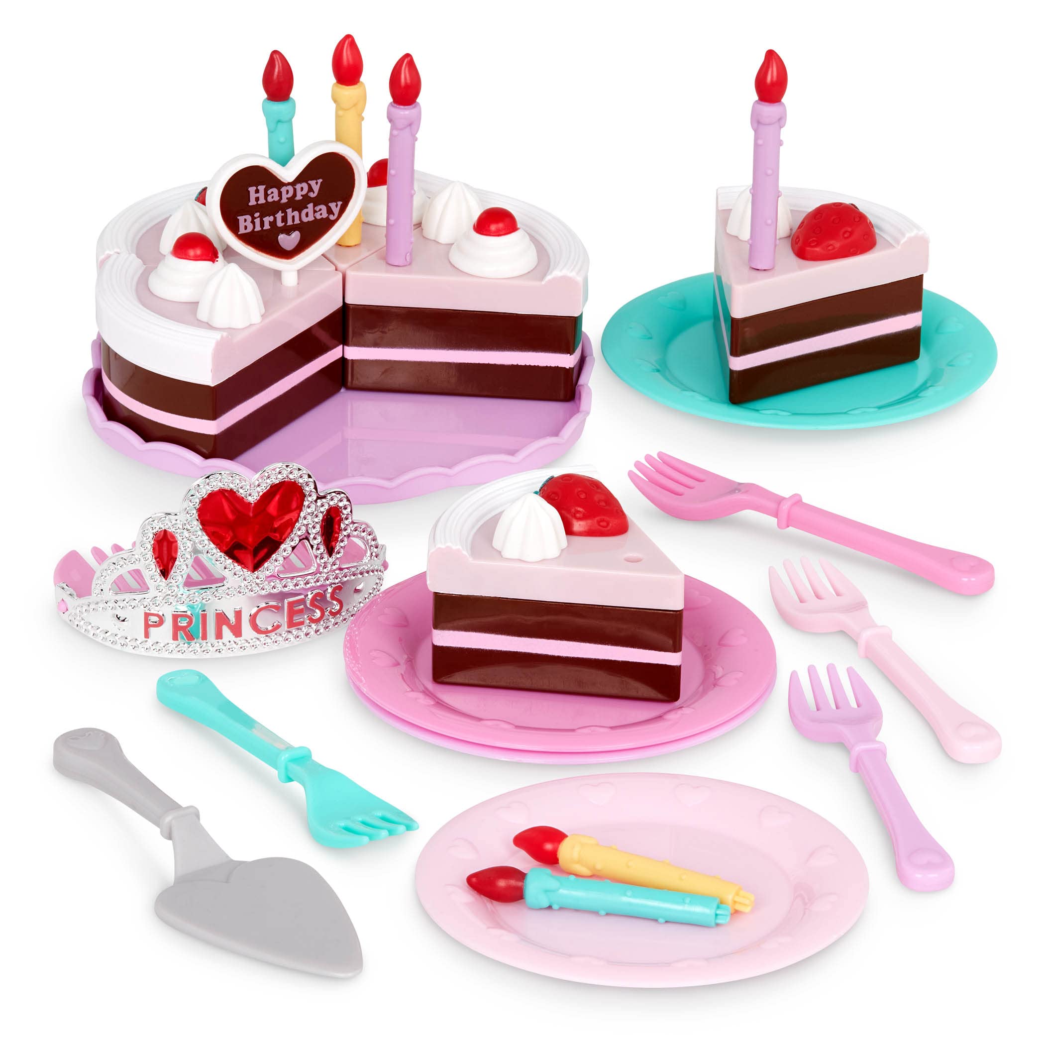 Battat- Play Circle- Birthday Cake – Toy Food – Plates & Candles Accessories- Pretend Play- Princess Birthday Party- 3 years + (24 Pcs)