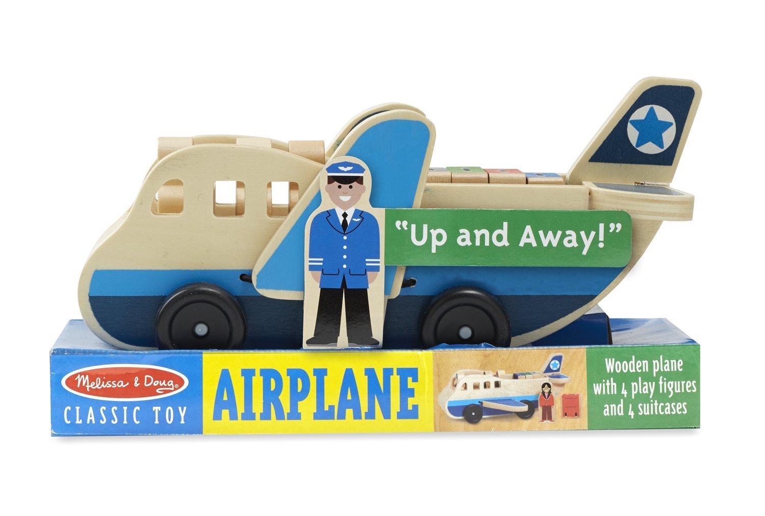 Melissa & Doug Wooden Airplane Classic Toy + Free Scratch Art Mini-Pad Bundle [93941]