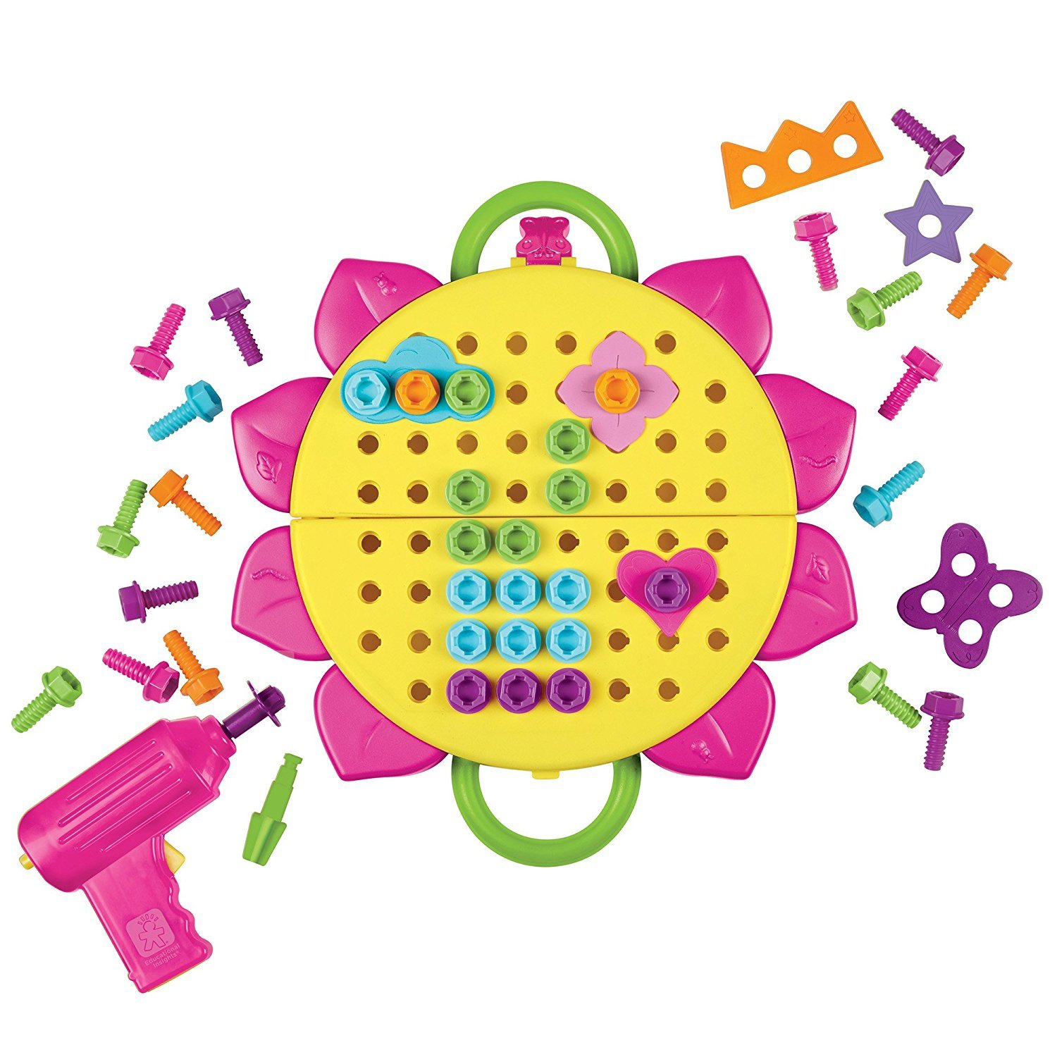 Educational Insights Design & Drill Flower Power Studio, Drill Toy, 70 Piece Set, Perfect for Boys & Girls Ages 3+, Medium