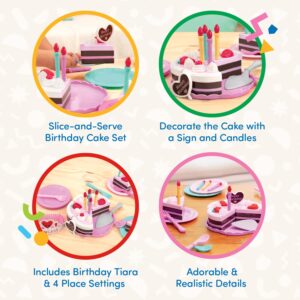 Battat- Play Circle- Birthday Cake – Toy Food – Plates & Candles Accessories- Pretend Play- Princess Birthday Party- 3 years + (24 Pcs)