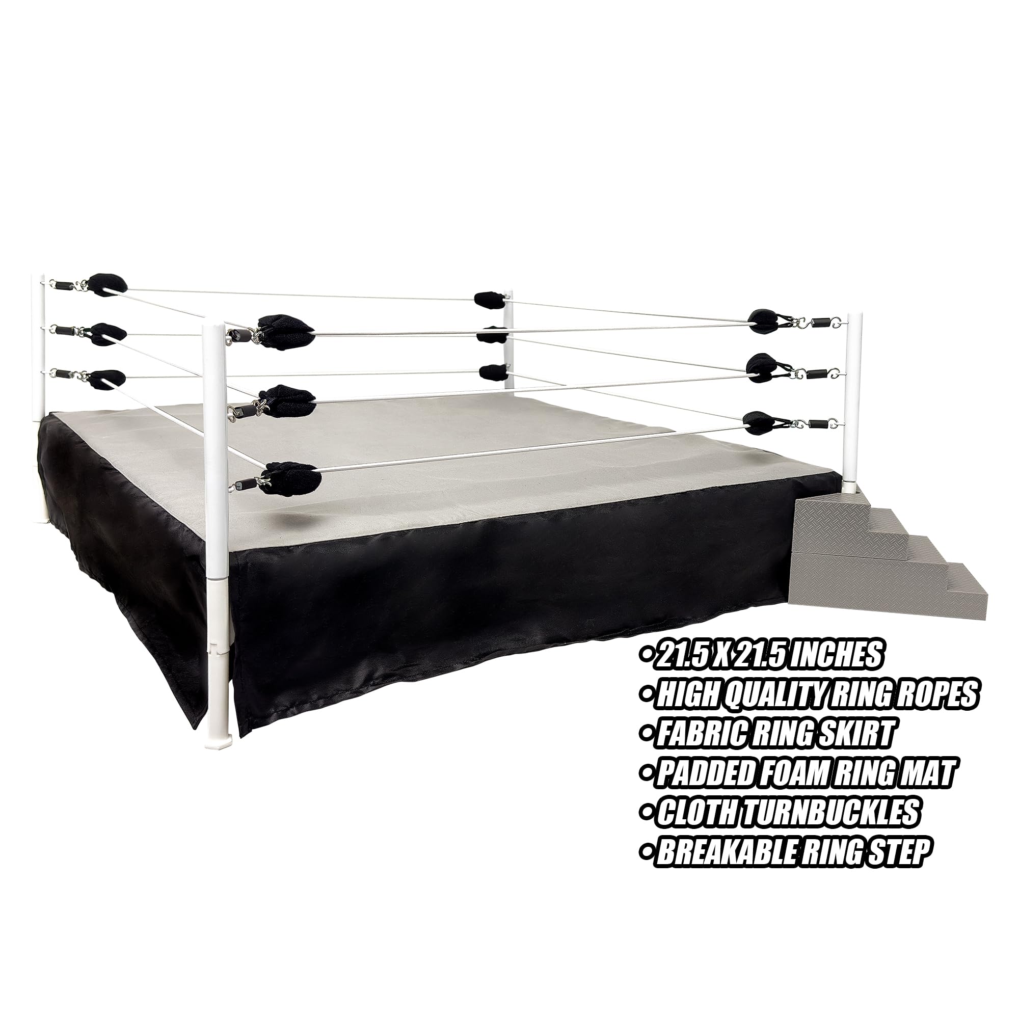 Ultimate Wrestling Ring Deluxe Playset with Barricade, Ring & Commentators Tables for Wrestling Action Figures