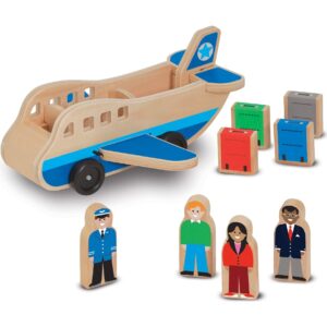 melissa & doug wooden airplane classic toy + free scratch art mini-pad bundle [93941]