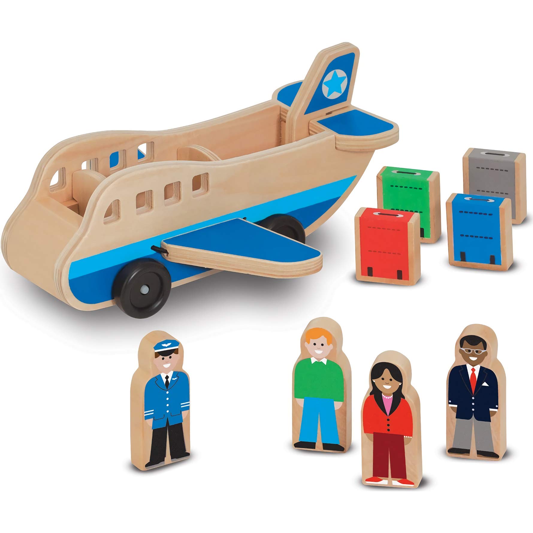 Melissa & Doug Wooden Airplane Classic Toy + Free Scratch Art Mini-Pad Bundle [93941]