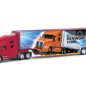 KiNSMART Kenworth T700 Semi Truck Container 13" 1:68 Scale Die Cast Metal Model Toy SetOf4 Blue Red White Black