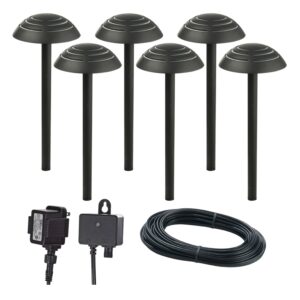 sterno home gl33604bk paradise low voltage cast aluminium led lavelle light,6-pack path light kit, black