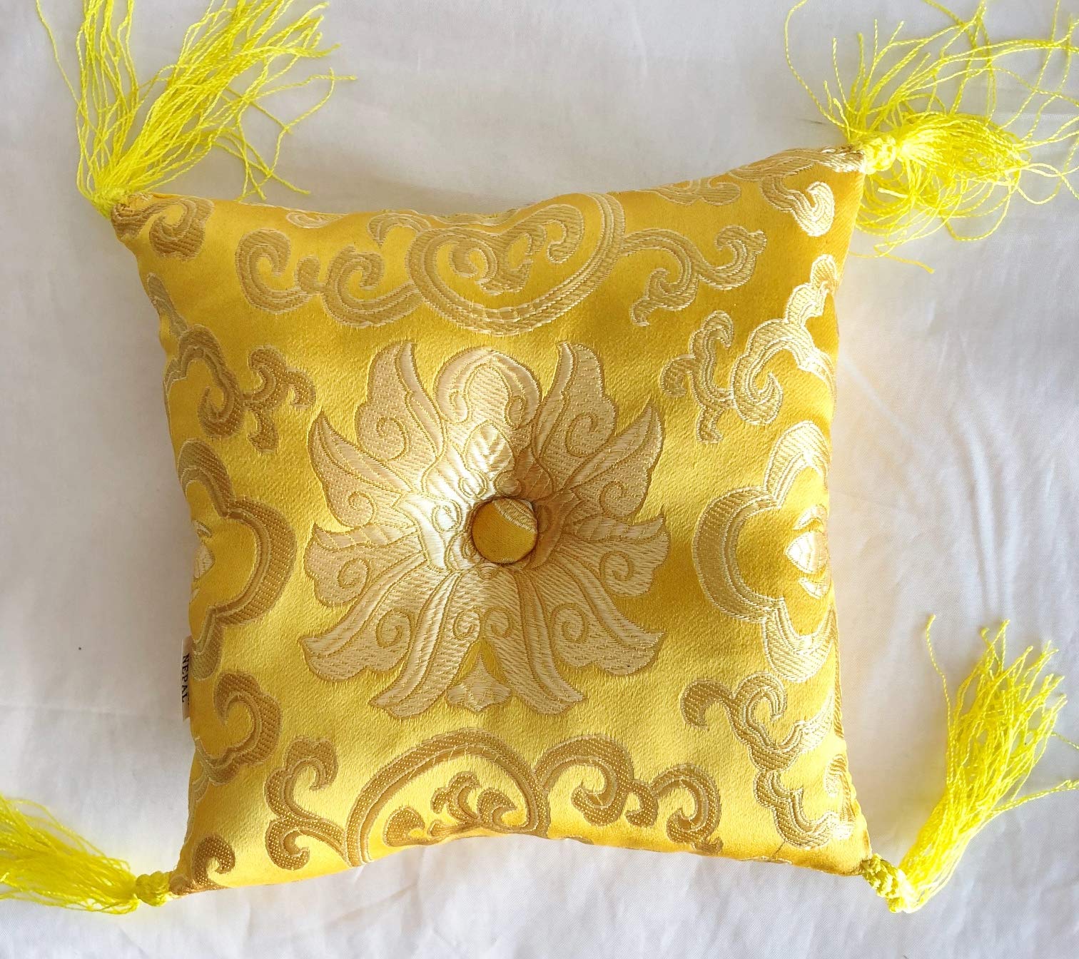 F699 Silk Brocade Cushion Pillow for Tibetan Singing Bowl Hand Made in Nepal