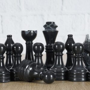 Radicaln Marble Chess Figures 3.5'' Inches Black and White Handmade Figures for Chess Board Game - Marble Chess Set, Family Chess Game, Checker Board Game for Adults