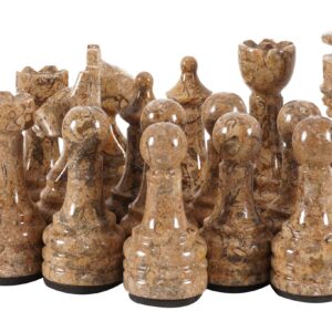 Radicaln Marble Chess Pieces Black and Coral 3.5 Inch King Figures Handmade 32 Chess Figures - Suitable for 16-20 Inch Chess Game - Board Games