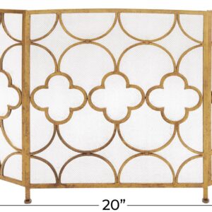 Deco 79 Contemporary Geometric Designed Metal Fireplace Screen, 50"L x 35"H, Gold