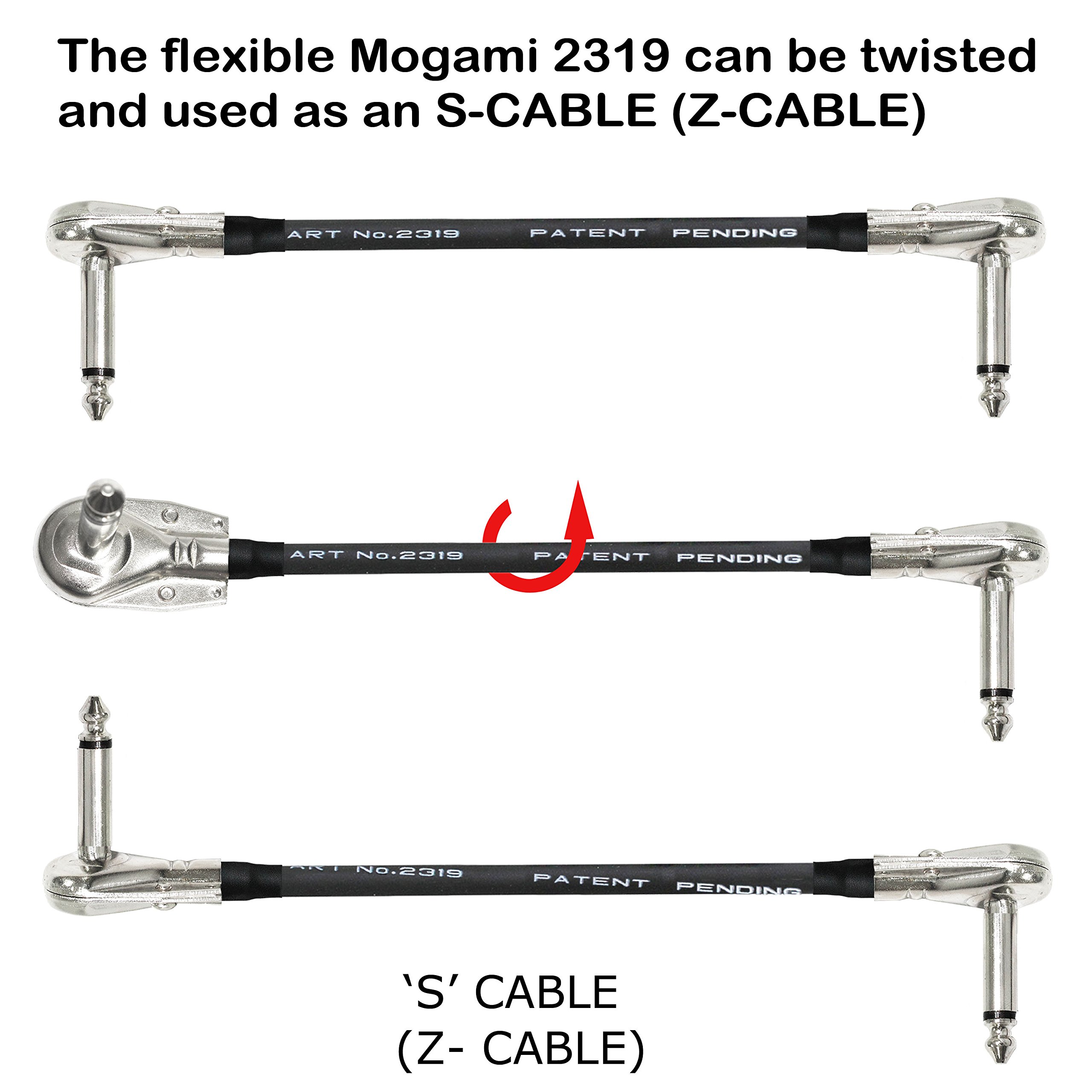 WORLDS BEST CABLES 30 Inch - Pedal, Effects, Patch, Instrument Cable Custom Made Made Using Mogami 2319 Wire and Eminence Nickel Plated ¼ inch (6.35mm) R/A Pancake Type Connectors