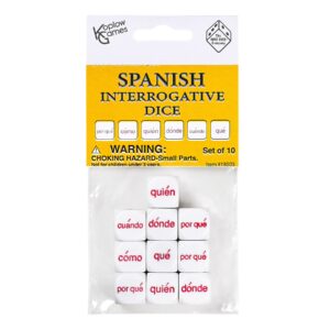 koplow games spanish interrogative dice set classroom accessories, standard (15mm - 17mm), white