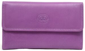 ladies/womens leather slim wallet with magnetic popper opening - lilac