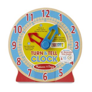 Turn & Tell Clock + 1 Melissa & Doug Scratch Art Mini-Pad Bundle (42840)