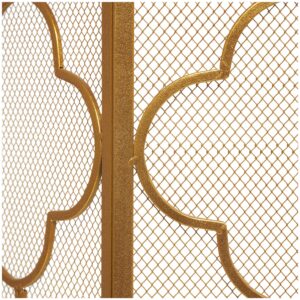 Deco 79 Contemporary Geometric Designed Metal Fireplace Screen, 50"L x 35"H, Gold