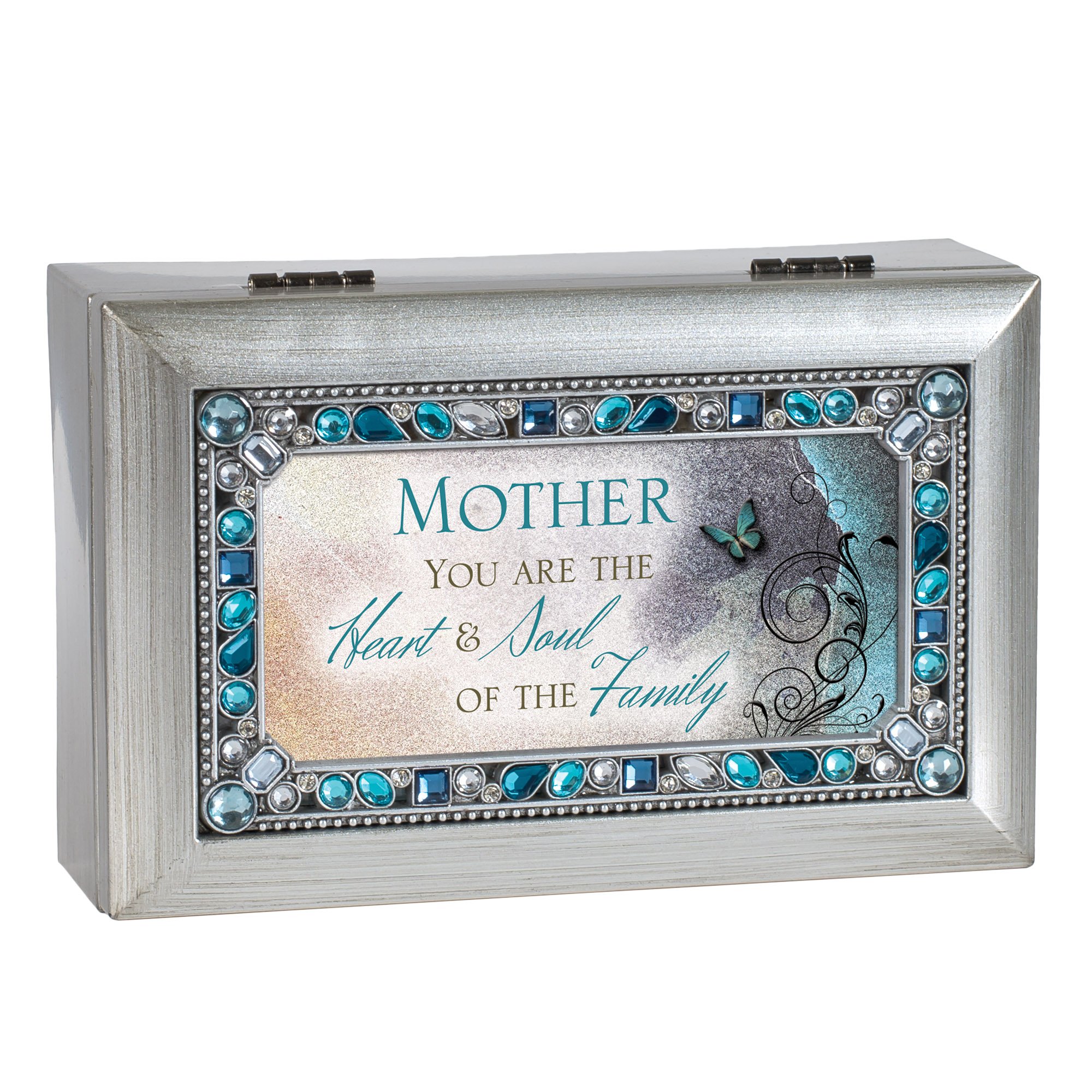 Cottage Garden Mother You are Jeweled Silver Finish Jewelry Music Box - Plays Tune Wind Beneath My Wings