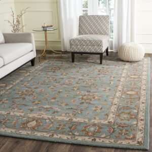 safavieh heritage collection accent rug - 3' x 5', blue & blue, handmade traditional oriental wool, ideal for high traffic areas in entryway, living room, bedroom (hg969a)