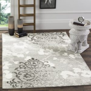 safavieh adirondack collection accent rug - 4' x 6', silver & ivory, floral glam distressed design, non-shedding & easy care, ideal for high traffic areas in foyer, living room, bedroom (adr114b)