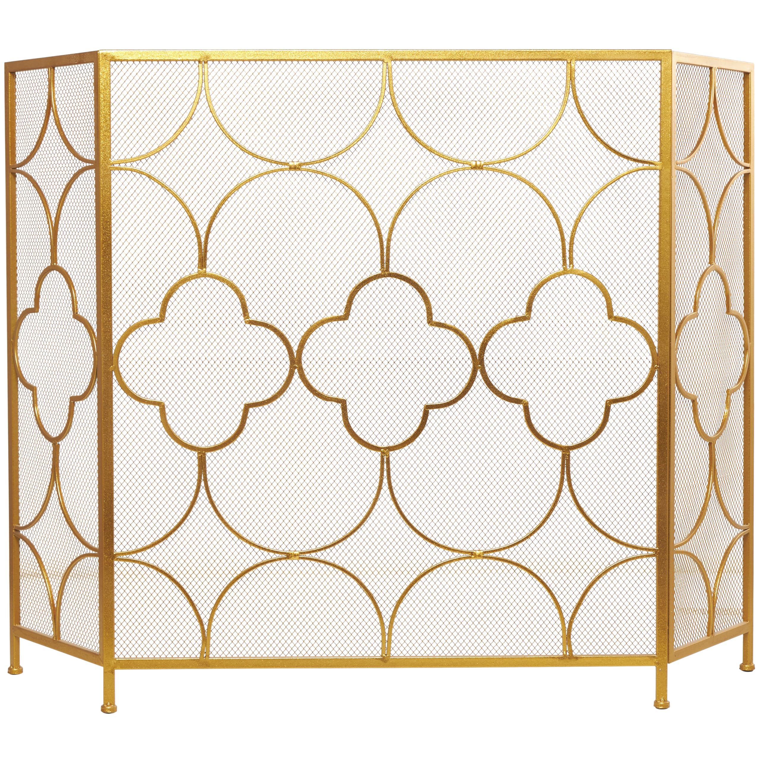 Deco 79 Contemporary Geometric Designed Metal Fireplace Screen, 50"L x 35"H, Gold