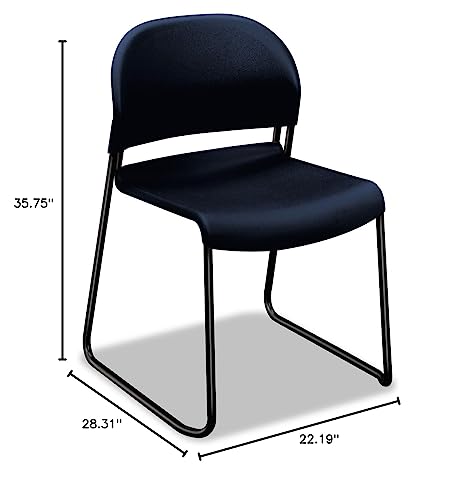 HON 4031RET GuestStacker Series Chair, Regatta Blue with Black Finish Legs, 4/Carton