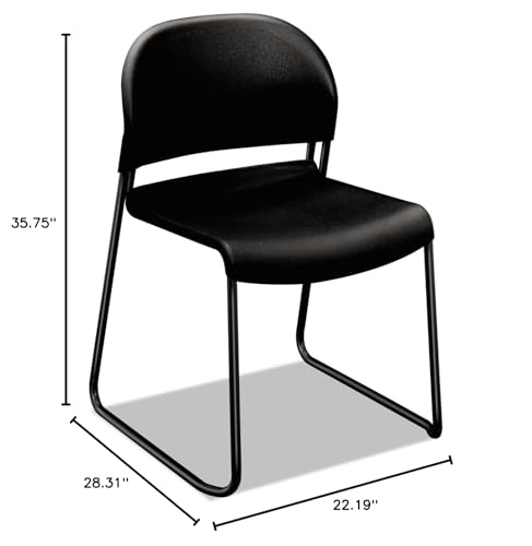 HON 4031ONT GuestStacker Series Chair, Black with Black Finish Legs, 4/Carton