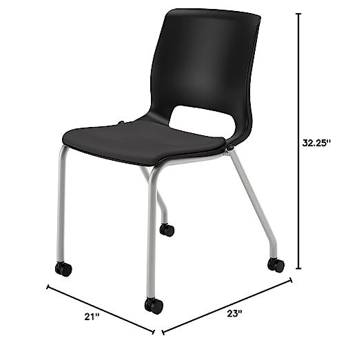 HON MG201CU10 Motivate Seating Upholstered 4-Leg Stacking Chair, Black/Onyx/Platinum, 2/Carton