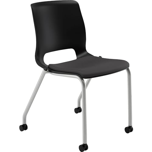 HON MG201CU10 Motivate Seating Upholstered 4-Leg Stacking Chair, Black/Onyx/Platinum, 2/Carton