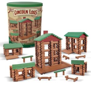 lincoln logs collector's edition village set - 327 real wood pieces, ages 3+, retro building toy for boys/girls, creative construction game