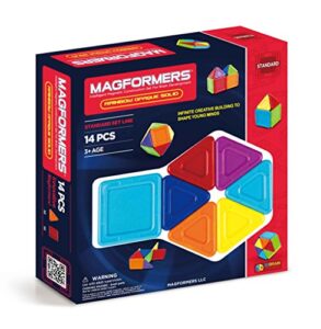 magformers rainbow opaque solid set (14-pieces) basic magnetic building blocks, educational magnetic tiles kit , magnetic construction stem set