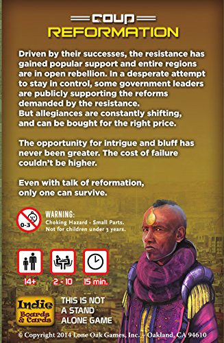 Coup Reformation 2nd Ed. Card Game Expansion - Strategy & Social Deduction in Quick 15 Minute Rounds For All Lovers of Board Games – 2-10 Players Ages 10+, Teens, & Adults by Indie Boards & Cards