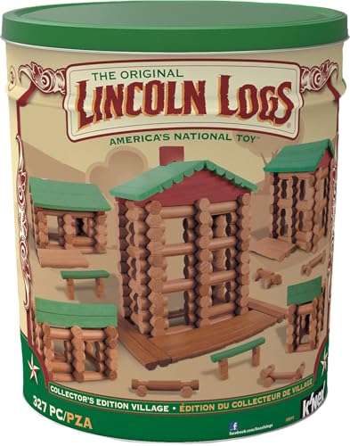 LINCOLN LOGS Collector's Edition Village Set - 327 Real Wood Pieces, Ages 3+, Retro Building Toy for Boys/Girls, Creative Construction Game