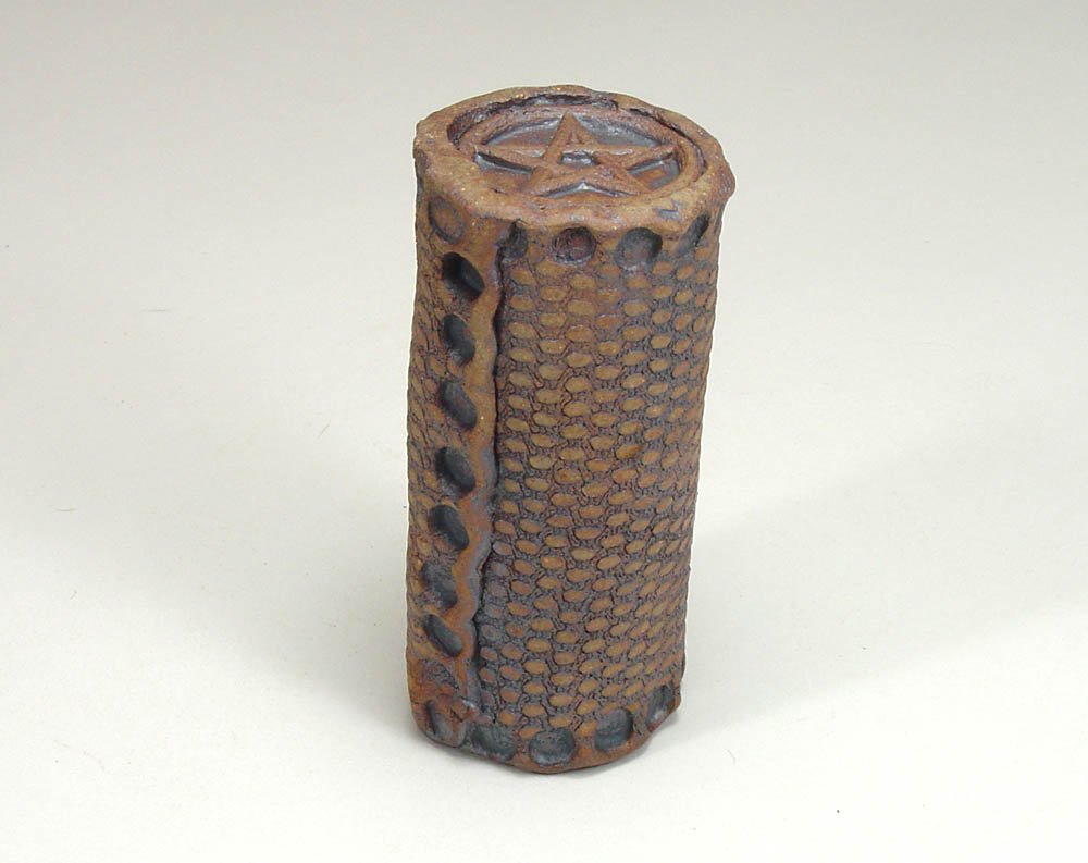 Pentacle Clay Pottery Ritual Rattle, Handmade Altar Shaker