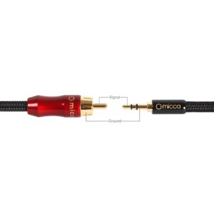 Micca Premium SPDIF Digital Coaxial Audio Cable - 3.5mm (1/8") to RCA, 3ft, Polarity: Tip - Signal, Sleeve - Ground