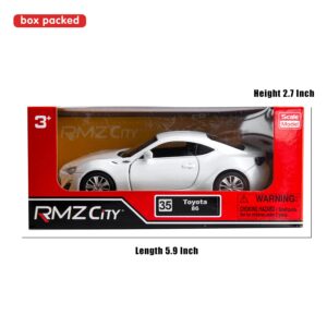 RMZ City 1:36 Diecasting Alloy Car Model Toyota 86 Toy Car, Pull Back Vehicles Toy Car for Toddlers Kids Boys Girls Gift White