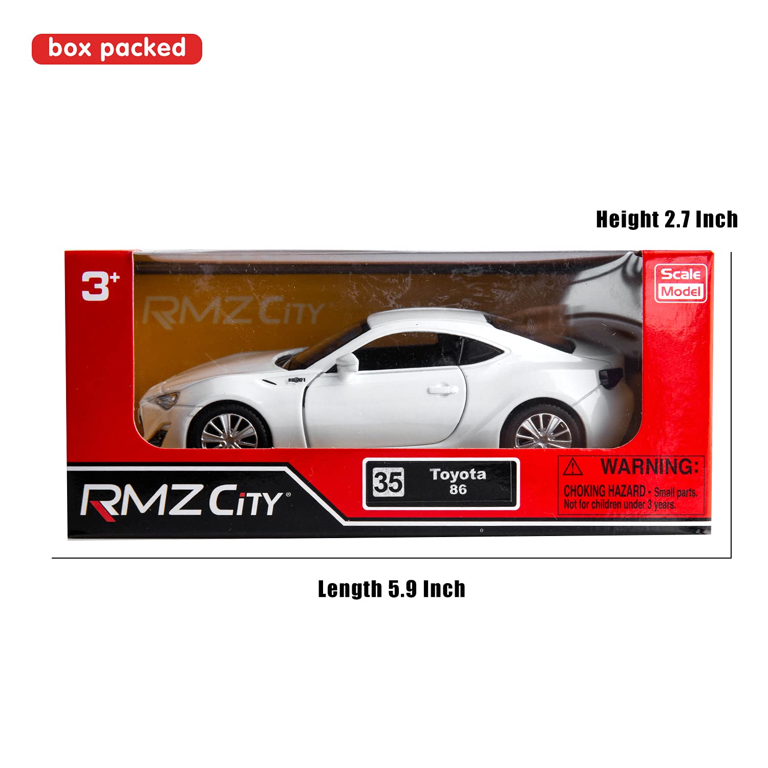 RMZ City 1:36 Diecasting Alloy Car Model Toyota 86 Toy Car, Pull Back Vehicles Toy Car for Toddlers Kids Boys Girls Gift White