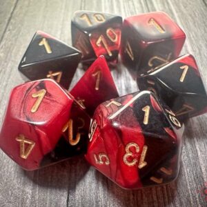 Gemini Polyhedral 7 Die Set, Black/Red/Gold by Chessex