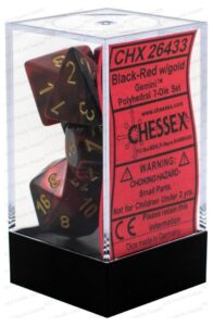 gemini polyhedral 7 die set, black/red/gold by chessex