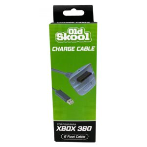 old skool wireless controller charging cable compatible with microsoft xbox 360 white