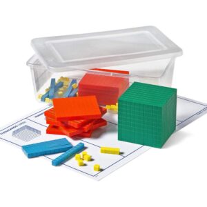 hand2mind differentiated plastic base ten blocks complete set, place value blocks, counting cubes, base ten blocks classroom set, math blocks kindergarten, base 10 math manipulatives (set of 121)