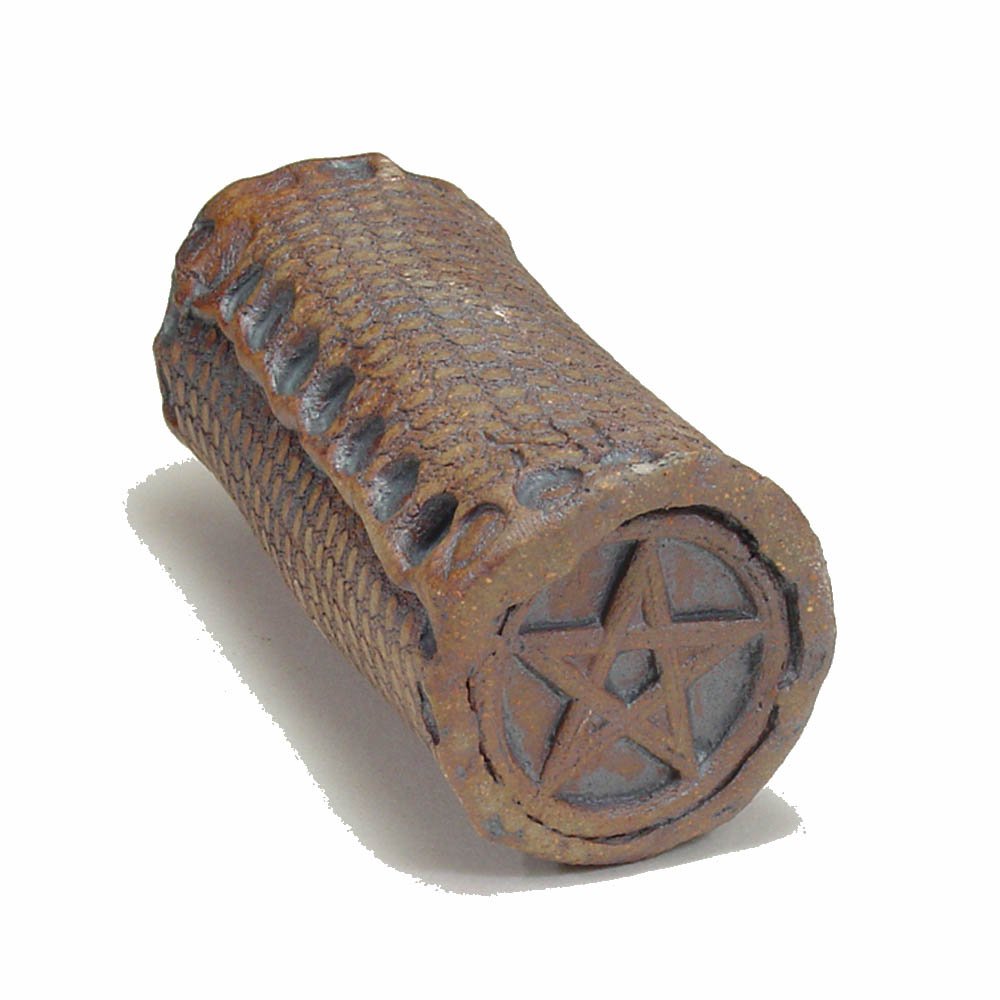 Pentacle Clay Pottery Ritual Rattle, Handmade Altar Shaker