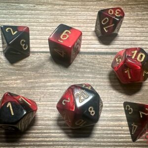 Gemini Polyhedral 7 Die Set, Black/Red/Gold by Chessex