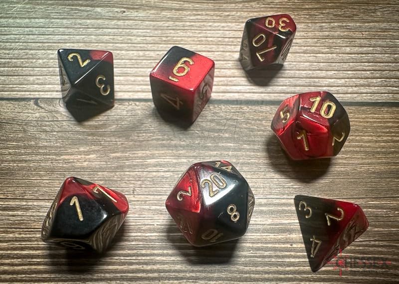 Gemini Polyhedral 7 Die Set, Black/Red/Gold by Chessex