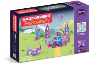 magformers inspire set (100-pieces) magnetic building blocks, educational magnetic tiles kit , magnetic construction stem toy set