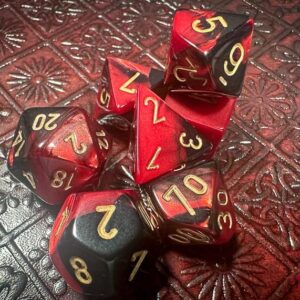 Gemini Polyhedral 7 Die Set, Black/Red/Gold by Chessex