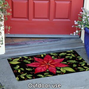 Toland Home Garden 800116 Poinsettia Winter Door Mat 18x30 Inch Christmas Outdoor Doormat for Entryway Indoor Entrance