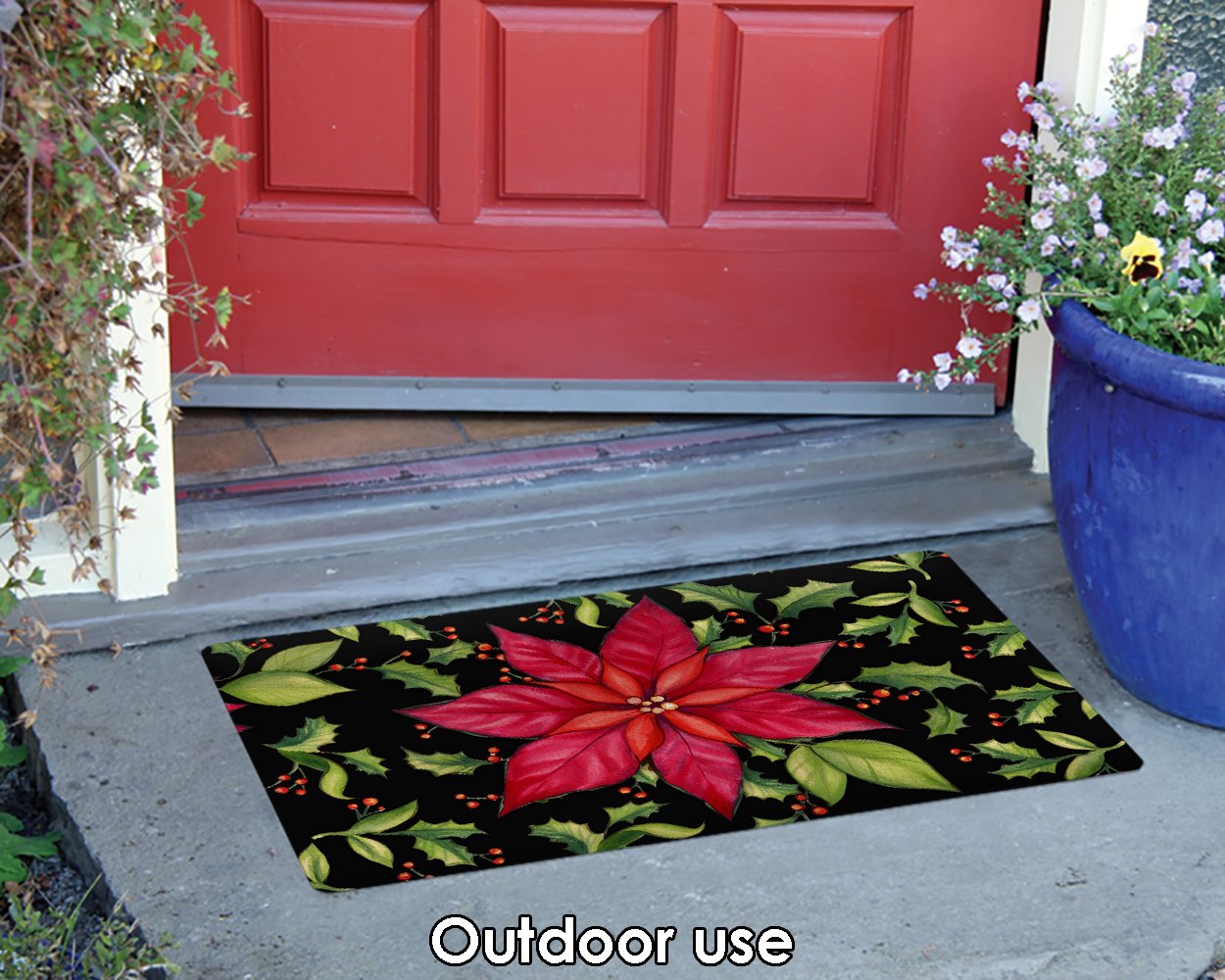 Toland Home Garden 800116 Poinsettia Winter Door Mat 18x30 Inch Christmas Outdoor Doormat for Entryway Indoor Entrance