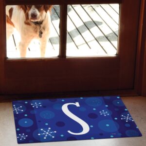 Toland Home Garden 800164 Winter Snowflakes Monogram S Winter Door Mat 18x30 Inch Personalized Outdoor Doormat for Entryway Indoor Entrance