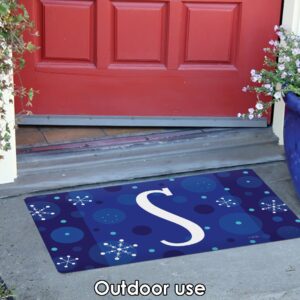 Toland Home Garden 800164 Winter Snowflakes Monogram S Winter Door Mat 18x30 Inch Personalized Outdoor Doormat for Entryway Indoor Entrance