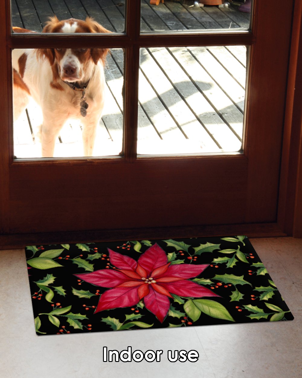 Toland Home Garden 800116 Poinsettia Winter Door Mat 18x30 Inch Christmas Outdoor Doormat for Entryway Indoor Entrance