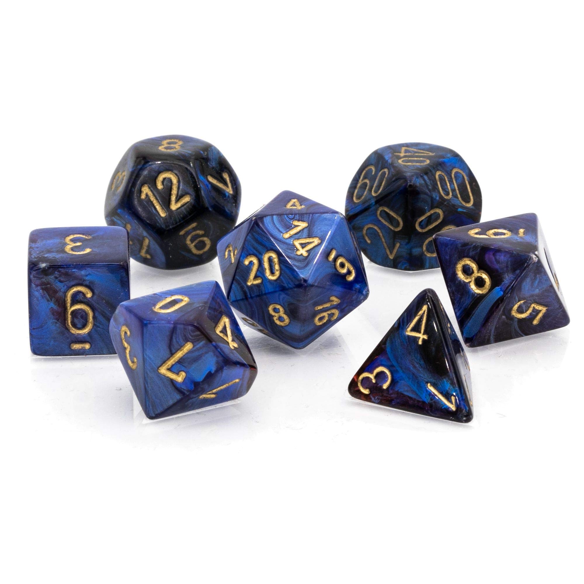 Scarab Royal Blue/gold 7 Die Set Polyhedral